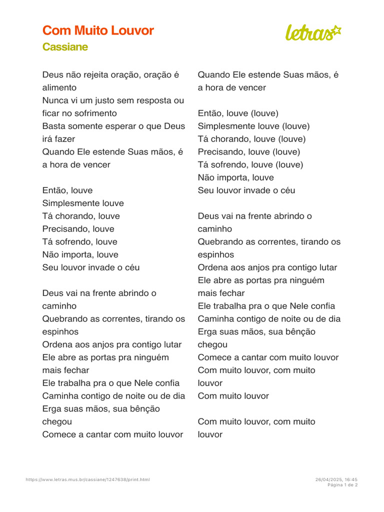 Louvor e Resposta de Deus | PDF | Oração