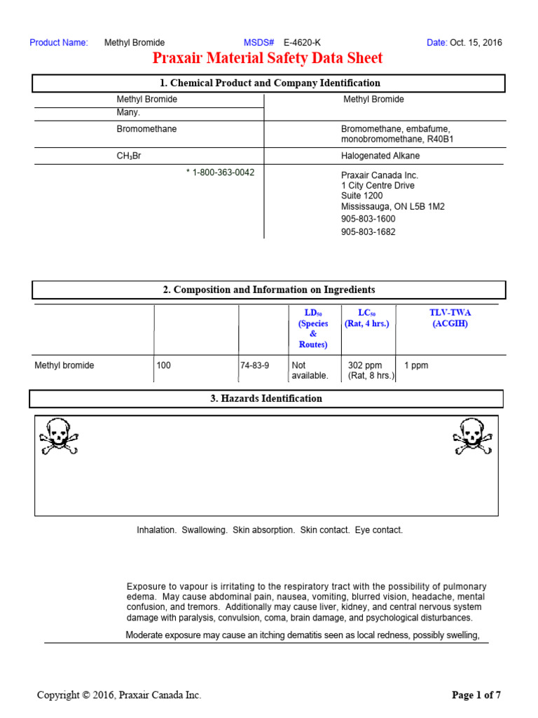 Methyl Bromide Msds E4620 | PDF | Valve | Carbon Dioxide