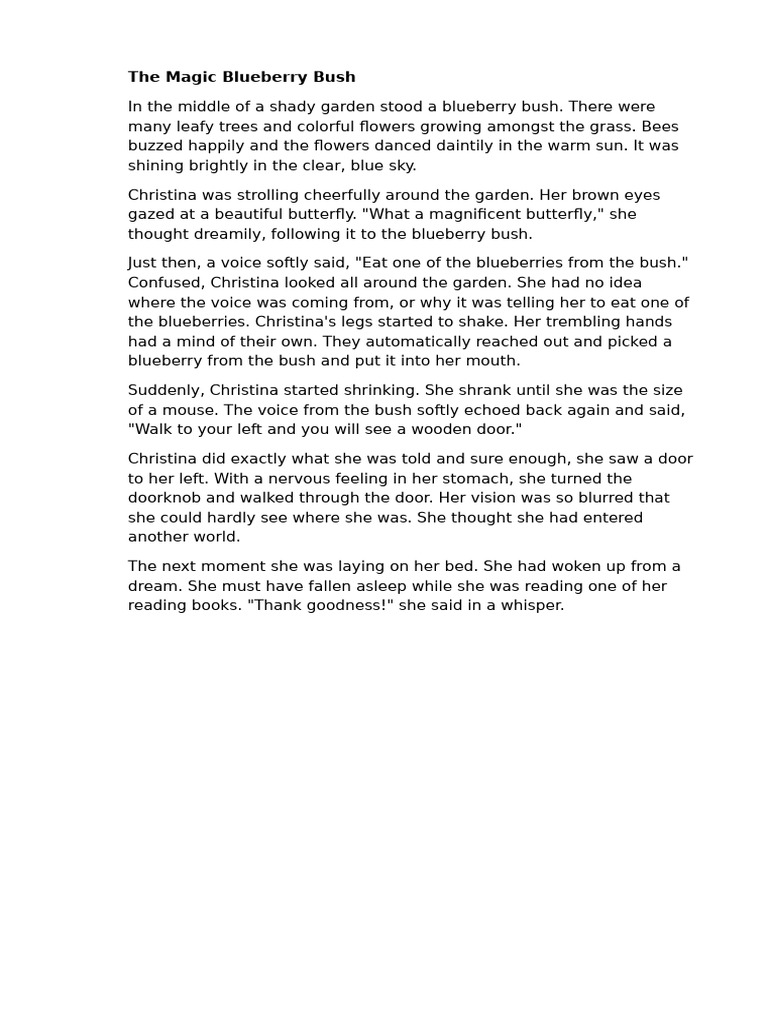 The Magic Blueberry Bush | PDF