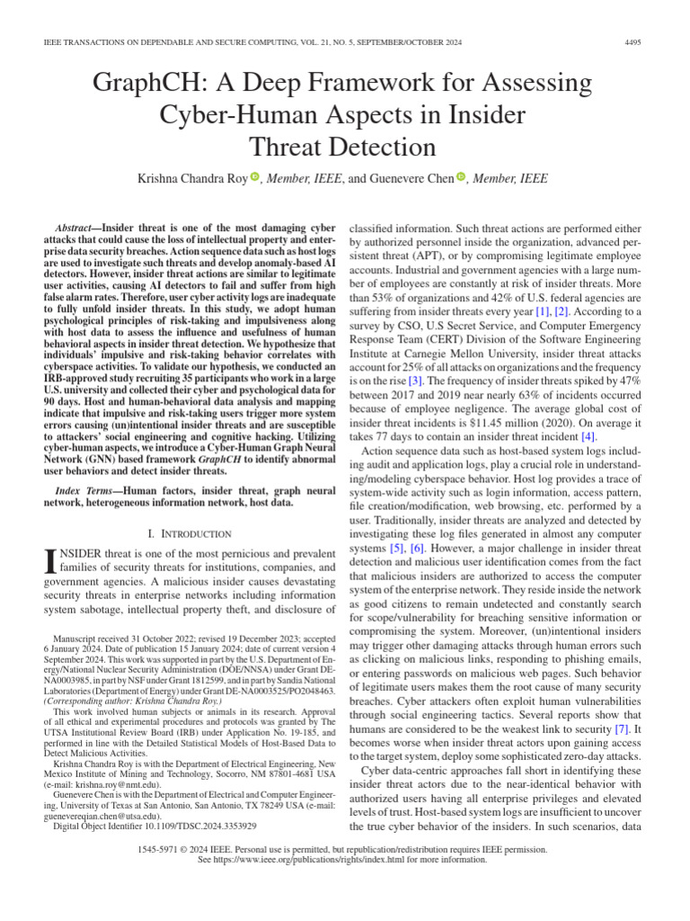 GraphCH A Deep Framework For Assessing Cyber-Human Aspects in Insider Threat Detection | PDF ...
