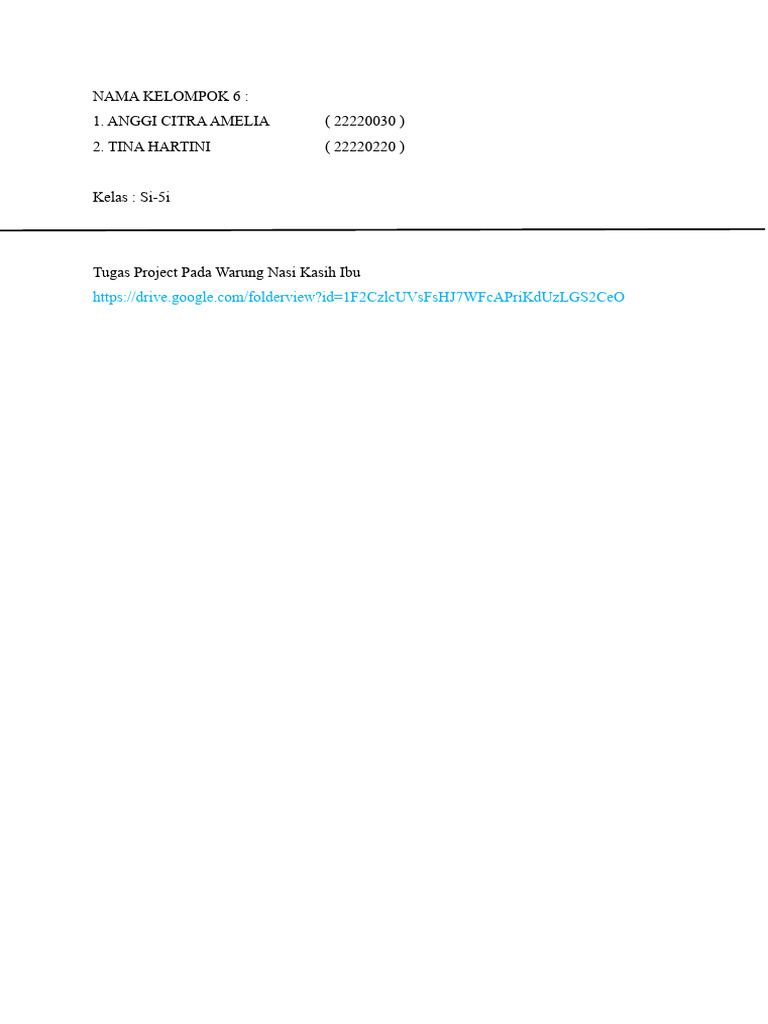 Project KELOMPOK 6 Warung Nasi Kasih Ibu | PDF