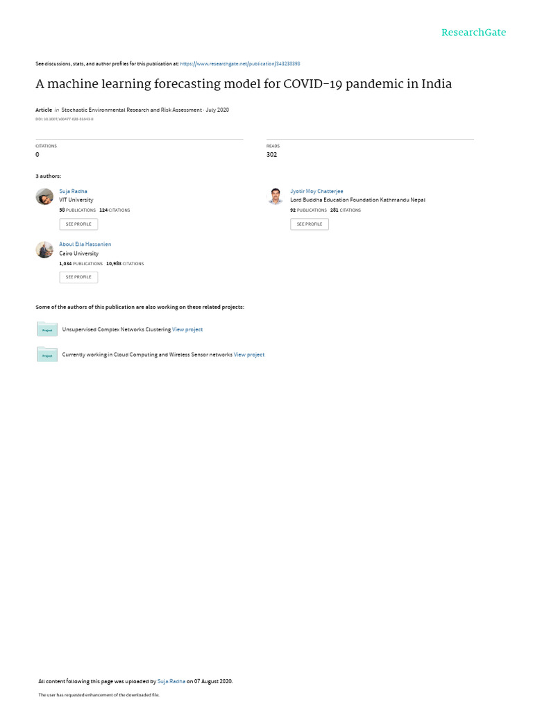 1.A Machine Learning Forecasting Model For COVID-19 Pandemic in India | PDF | Akaike Information ...