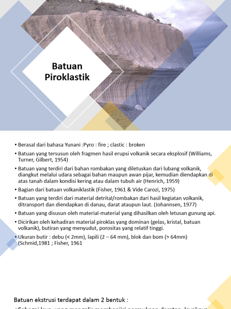 Geologi Dasar - Jenis Batuan - Batuan Piroklastik | PDF