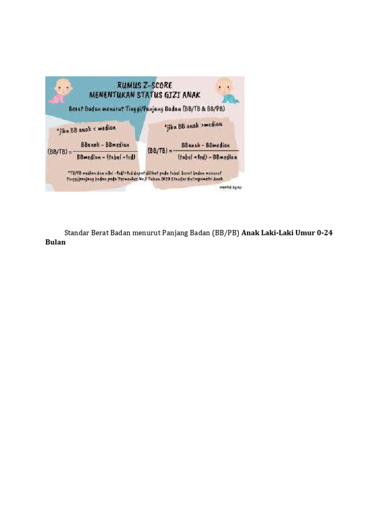 Rumus Z-Score Gizi Anak Usia Dini | PDF