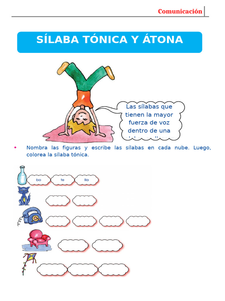 Sílaba Tónica y Átona para Segundo Grado de Primaria | PDF