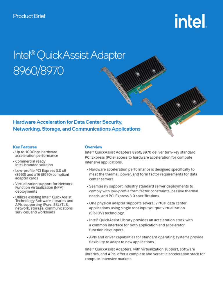 Intel Quickassist Adapter 8960 8970 | PDF | Cryptography | Encryption