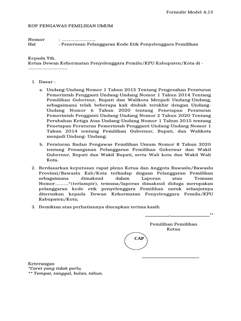 Formulir Model A13 | PDF