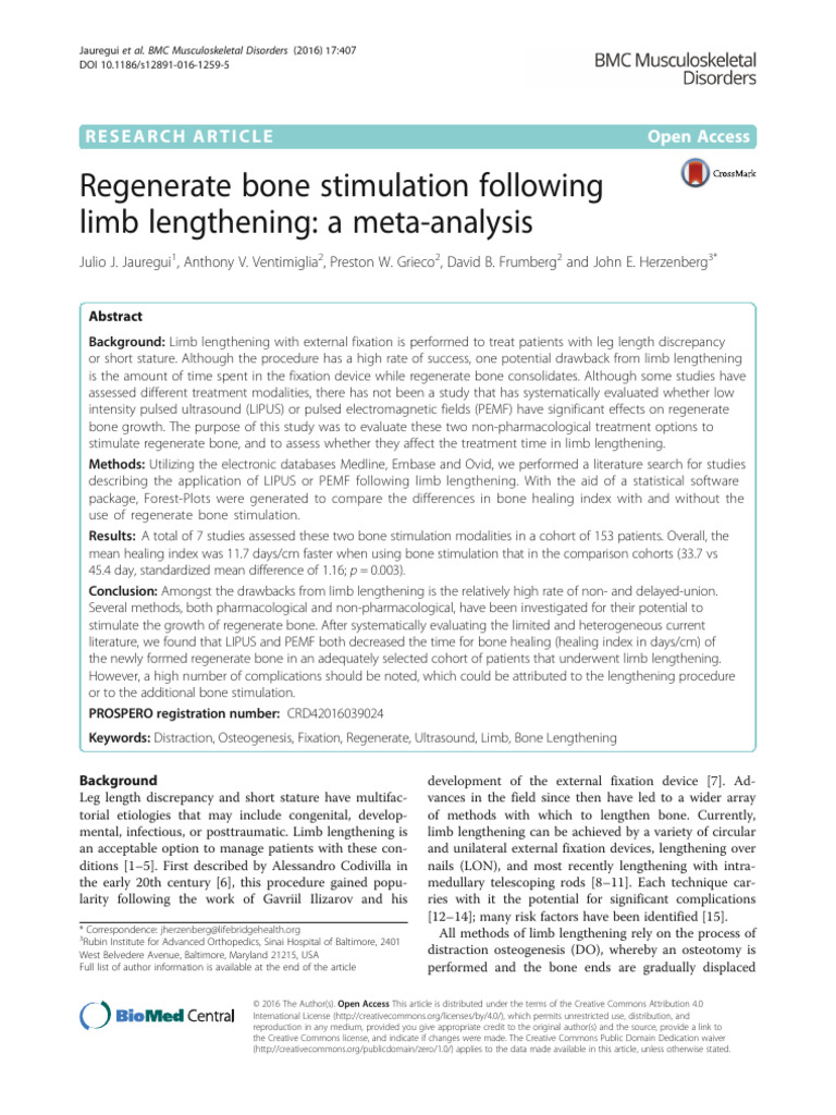 Bone Stimulation in Limb Lengthening | PDF | Bone | Skeletal System