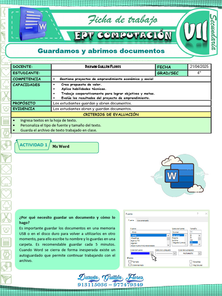 Ficha de Actividad Ept Compu Vii - Semana 3 | PDF | Archivo de computadora | Microsoft Word