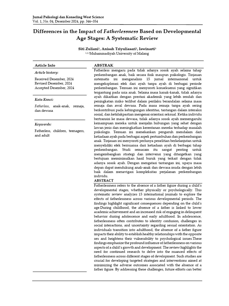 Zuliani - Differences in The Impact of Fatherlessness (346-354) | PDF ...
