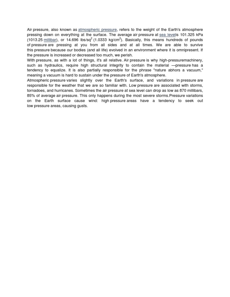 Standard Atmospheric Pressure Explained | PDF