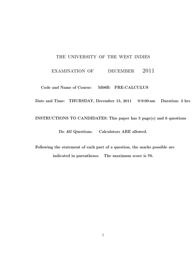 Past EXAM Paper 2011 | PDF | Mathematics