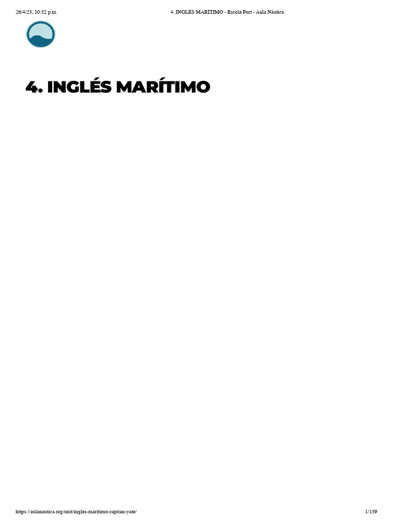 INGLÉS MARÍTIMO - Escola Port - Aula Náutica | PDF | Plan de estudios | Enseñando