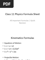 Class 9 Physics Formula Sheet | PDF