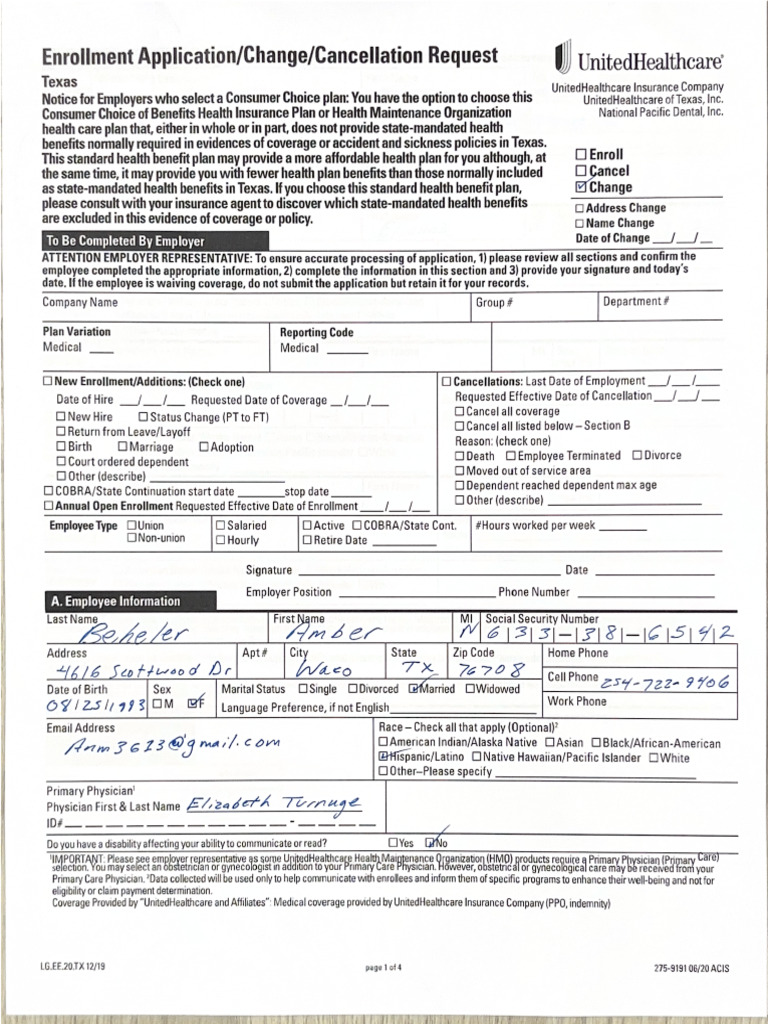 Amber Beheler UHC Enrollment | PDF