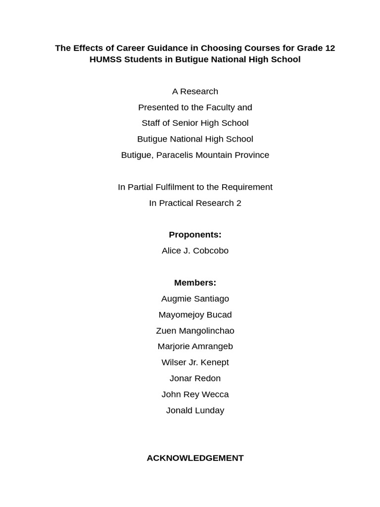 Career Guidance Impact on HUMSS Students | PDF | Survey Methodology ...