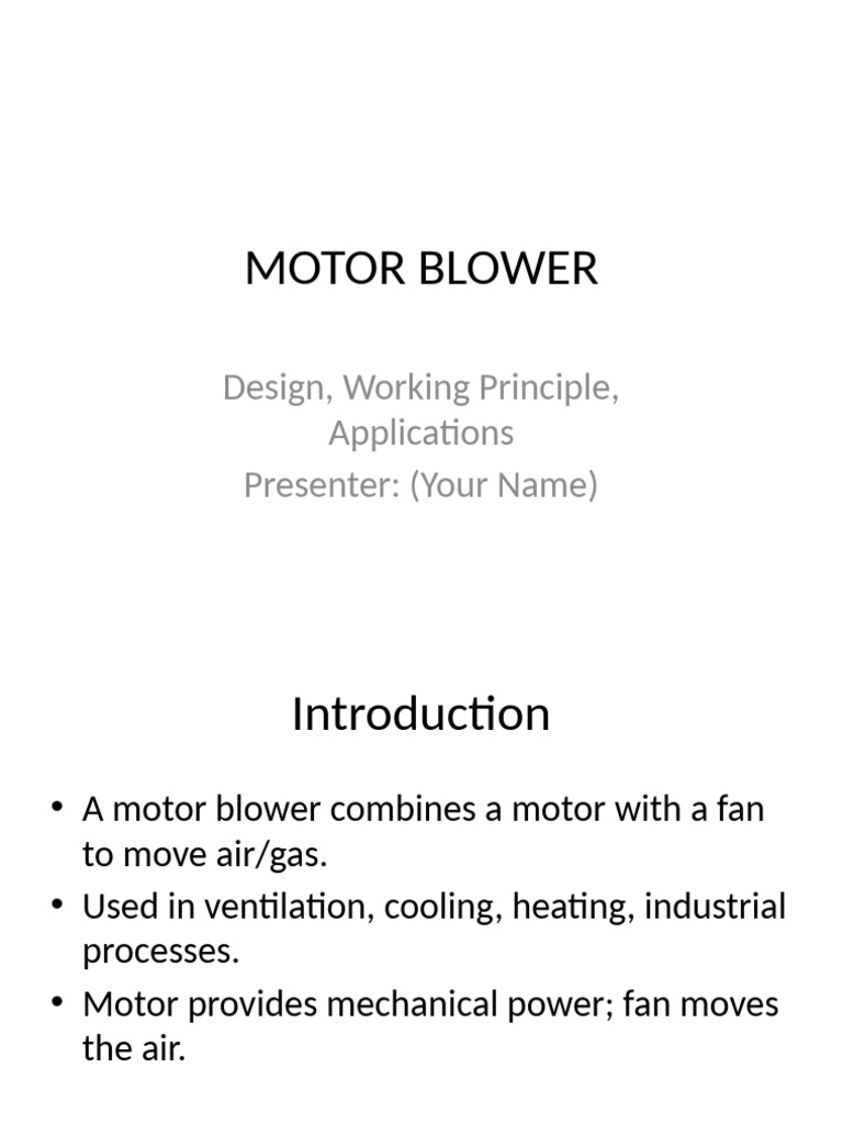 Applications of Motor Blowers | PDF