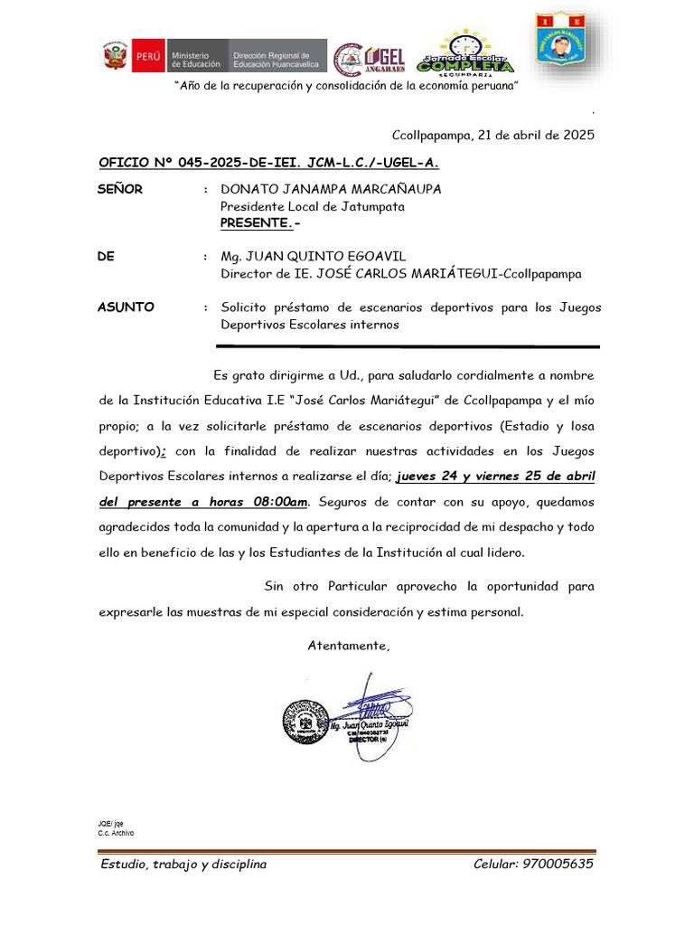 OFICIO #045 Losa | PDF