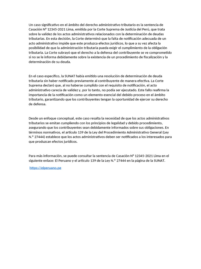 Un Caso Significativo en El Ámbito Del Derecho Administrativo Tributario Es La Sentencia de ...