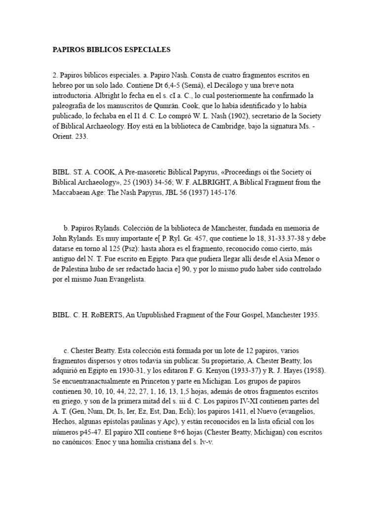 Papiros Chester Beatty en el Antiguo Testamento | PDF | Nuevo ...