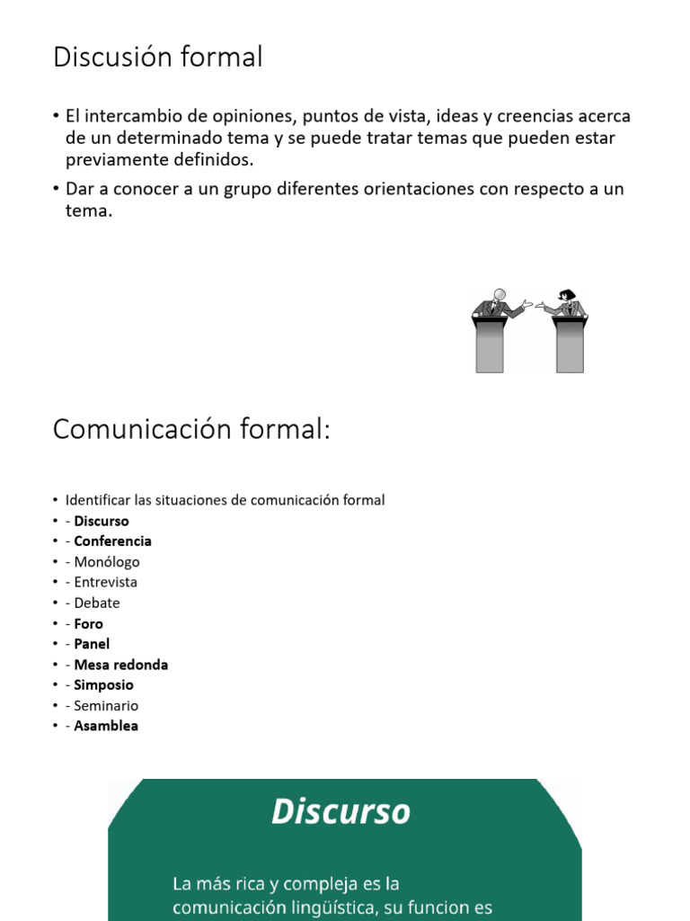 Discusión Formal y Comunicación Oral | PDF