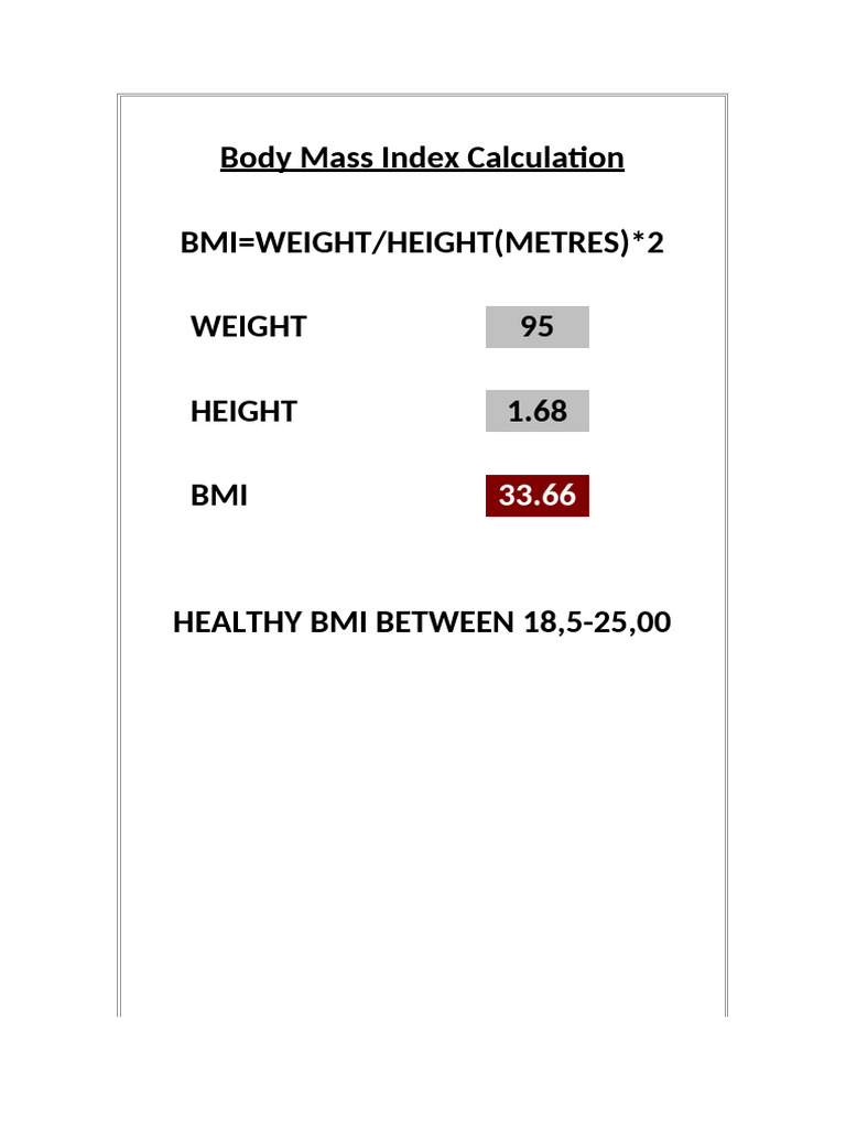 Body Mass Index Calculation | PDF
