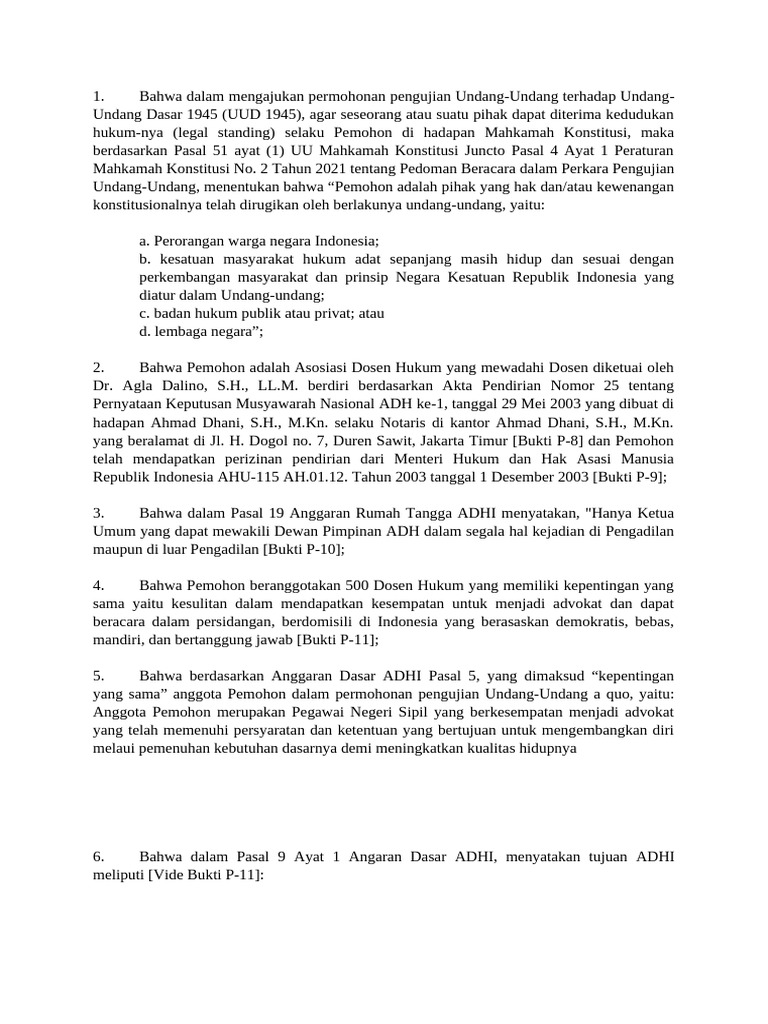 Contoh Legal Standing | PDF