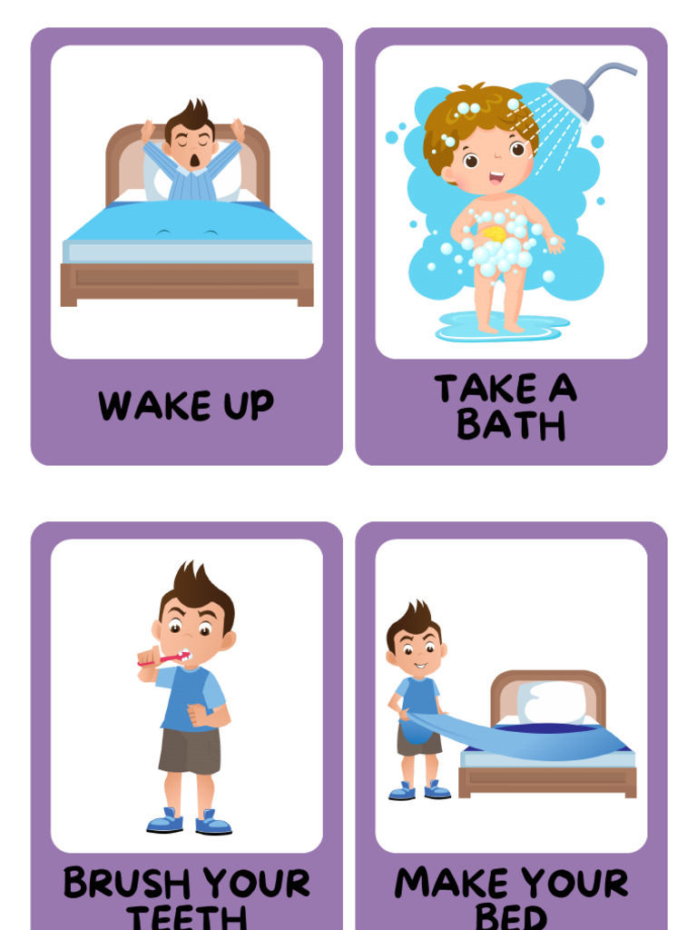 Daily Routine Verbs Flashcards | PDF