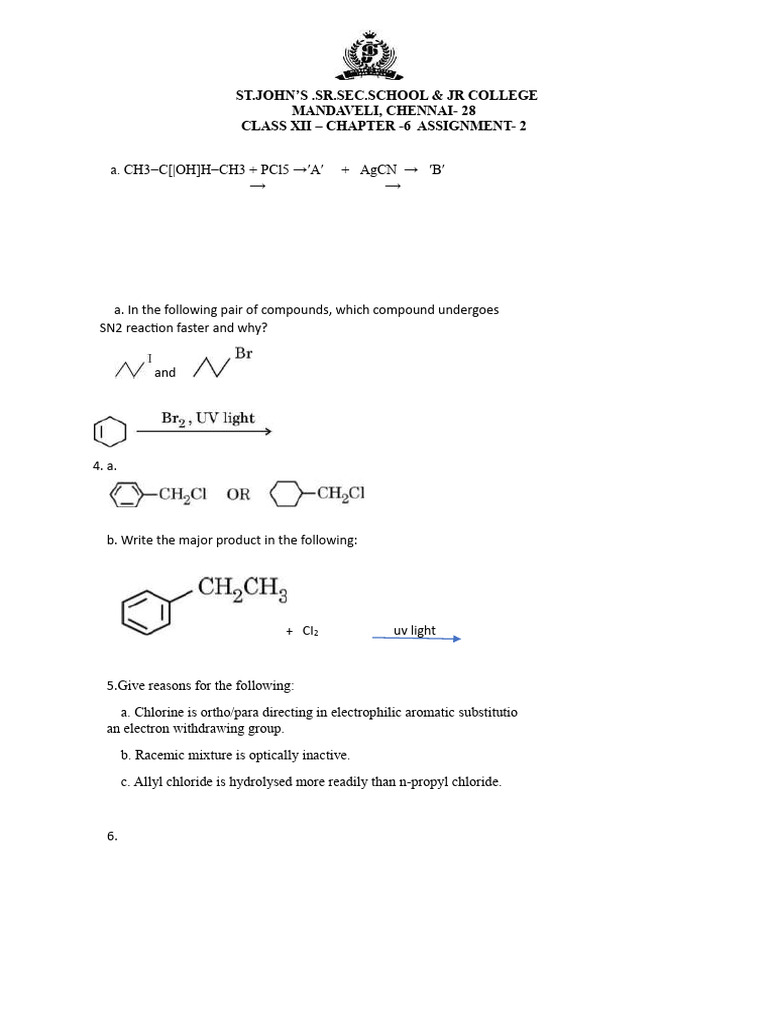Class Xii Chapter 6 Assignment 2 | PDF