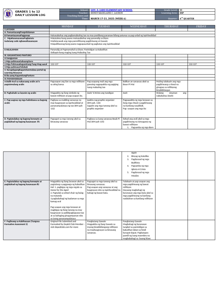 DLL - Esp 6 - Q4 - W6 | PDF
