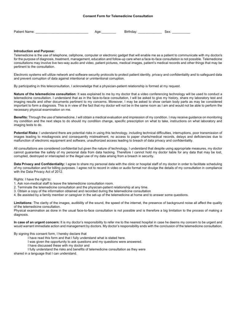 Medical Consent Form Pls Sign | PDF | Medical Record | Medical Diagnosis