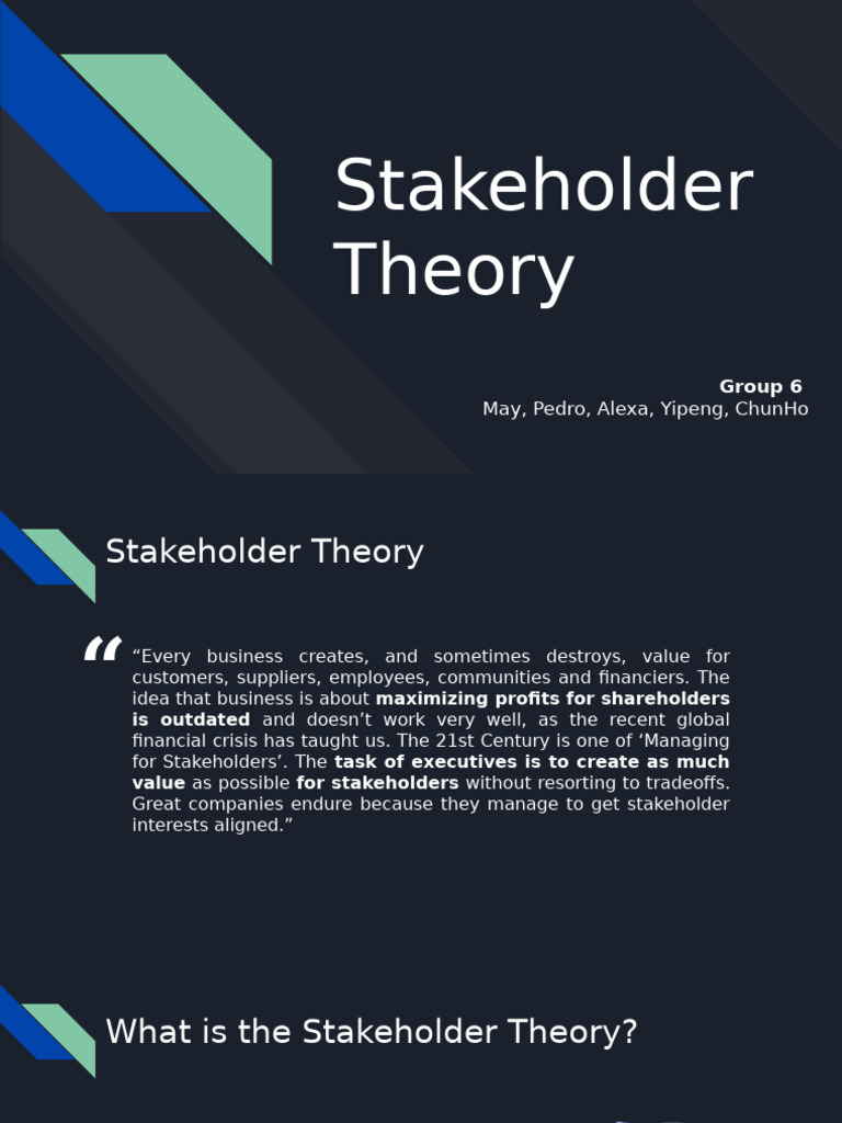 Stakeholder Theory Presentation | PDF | Stakeholder (Corporate) | Customer