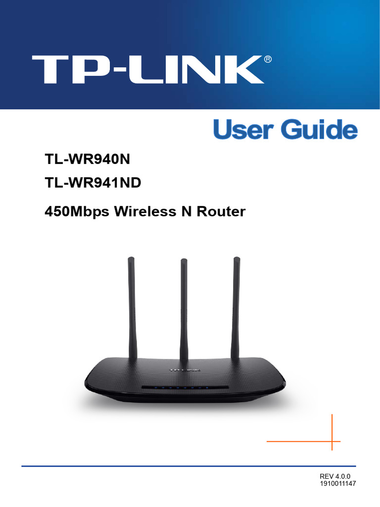 Tp Link Tl Wr940n Tl Wr941nd 450mbps Wireless n Router User Guide ...