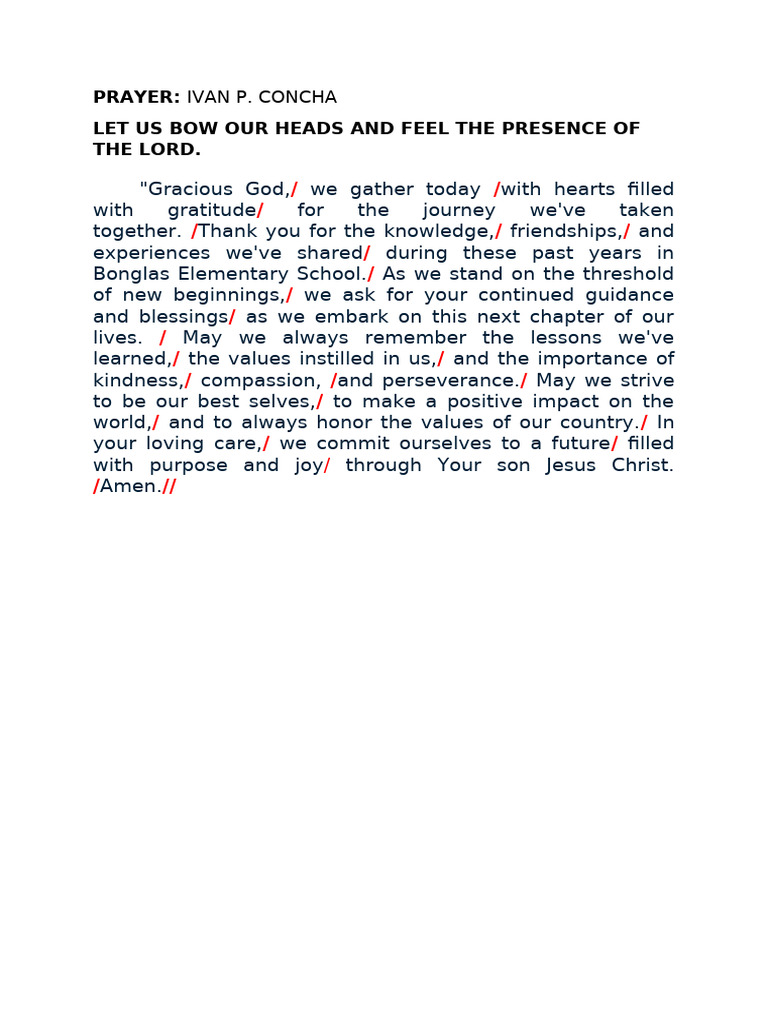 Graduation Prayer | PDF