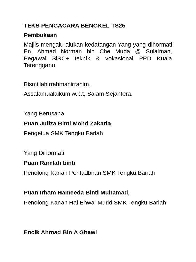 Teks Pengacara Bengkel PLC Ts25 | PDF