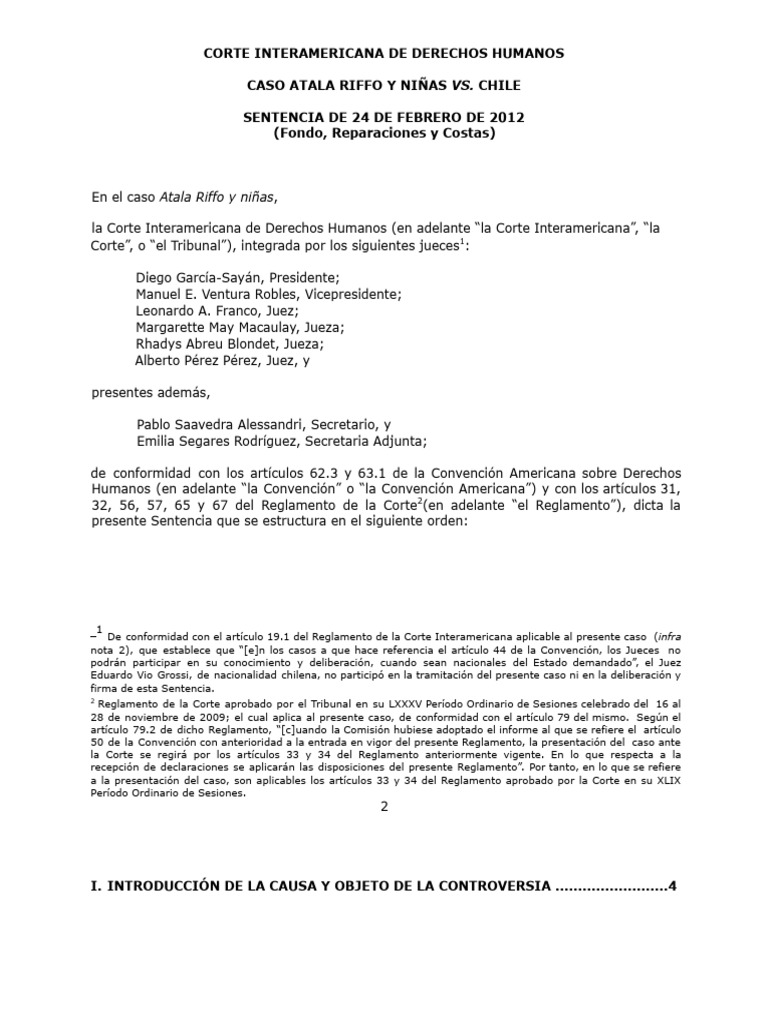 sentencia Atala Riffo Chile | PDF | Convenio europeo de derechos ...