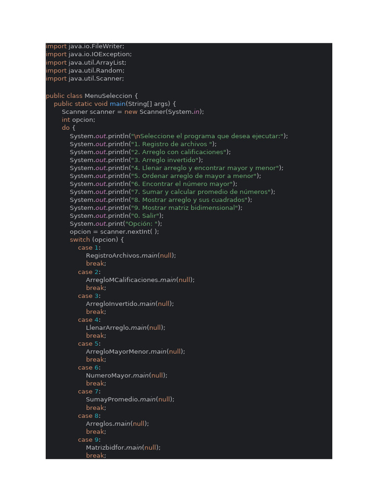 Menù de Programas PROYECTO Modificado | PDF | Programación de computadoras | Ingeniería de software