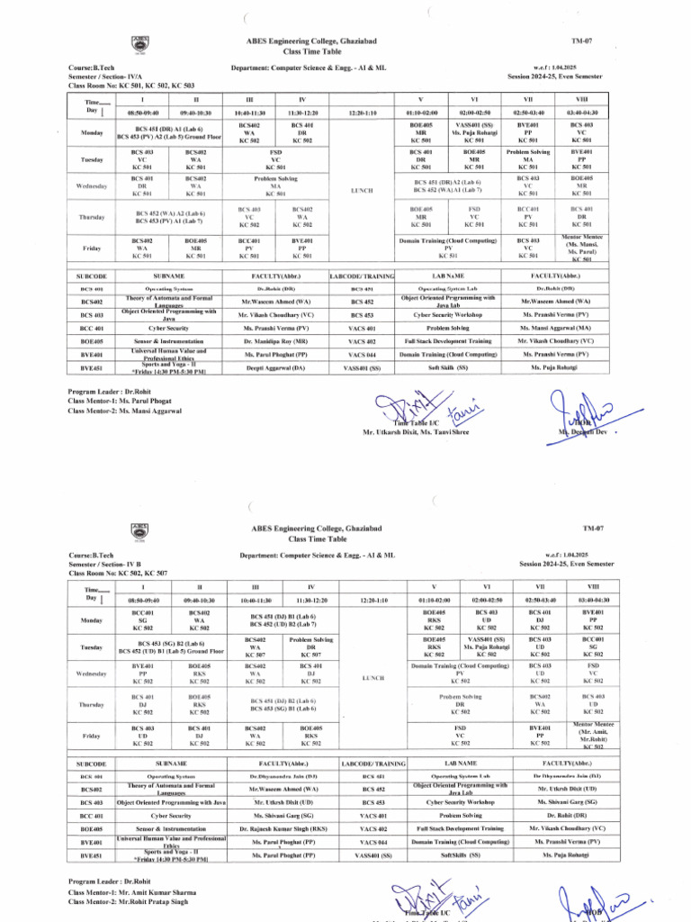 2nd Year Timetable-1 | PDF