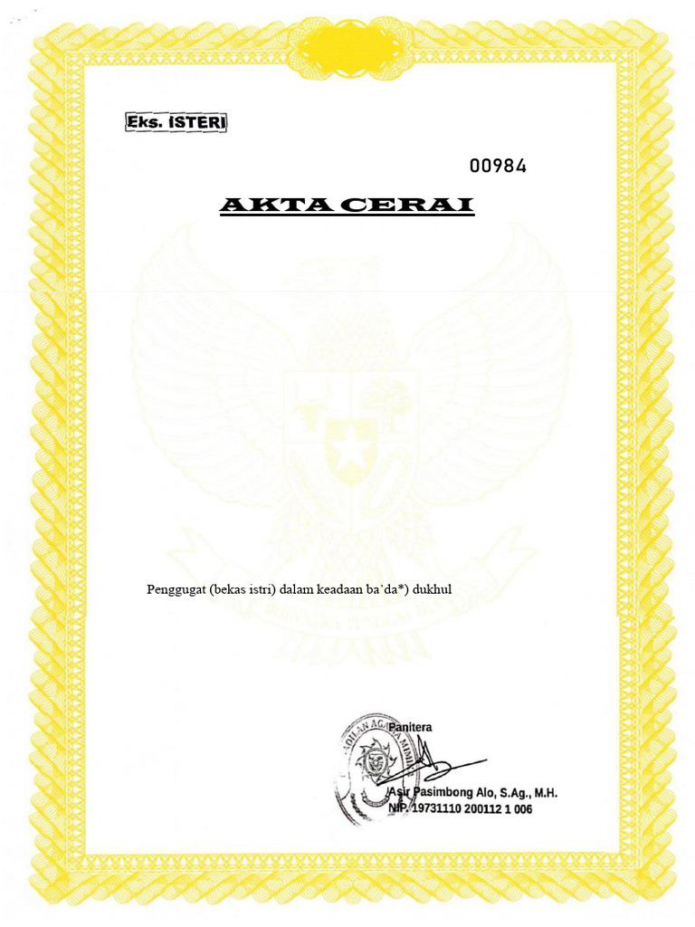 Akta Cerai Istri 3 | PDF