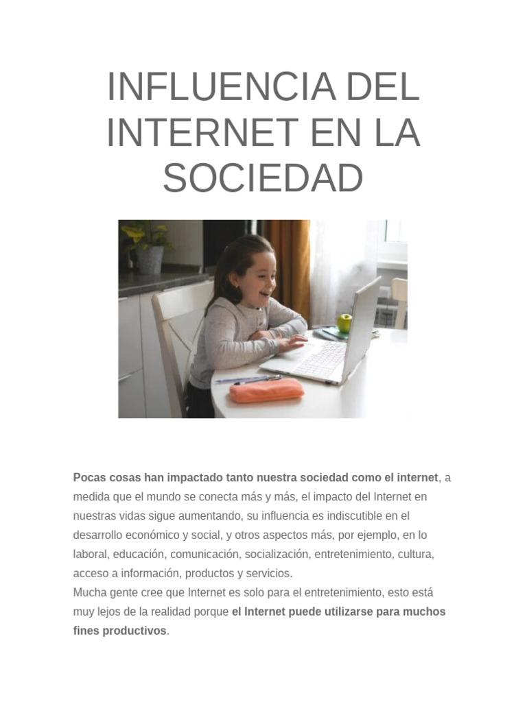 Impacto del Internet en la Sociedad | PDF | Internet | Informática