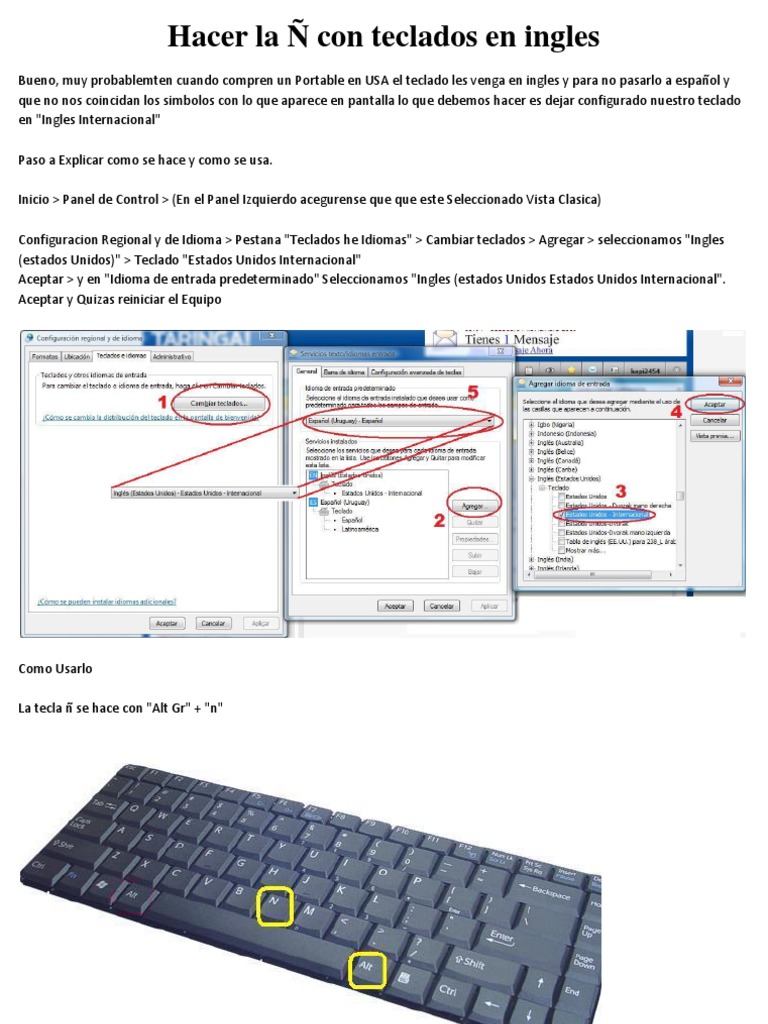 Hacer La Ñ Con Teclados en Ingles | PDF | Teclado | Lengua española