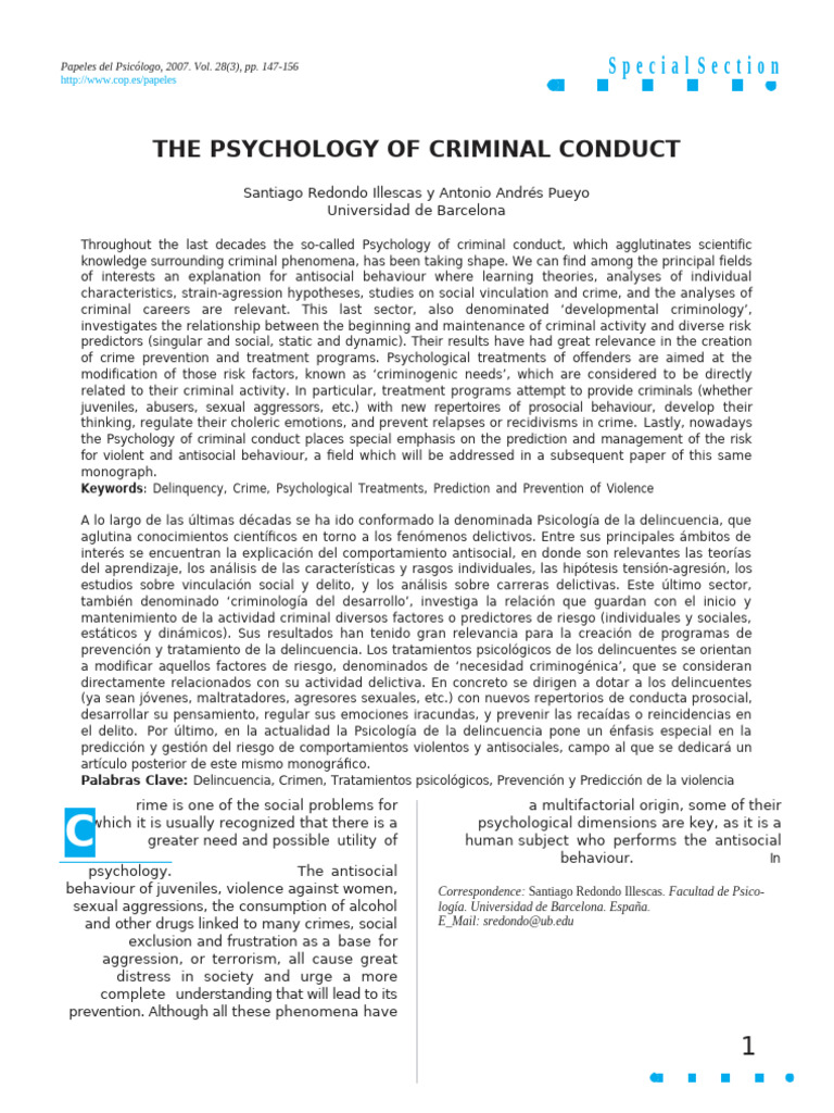 The Psychology of Criminal Conduct | PDF | Juvenile Delinquency | Crimes