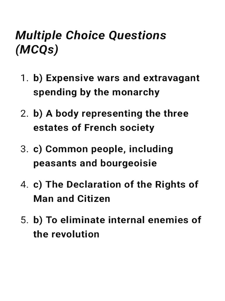The French Revolution Worksheet Answers | PDF