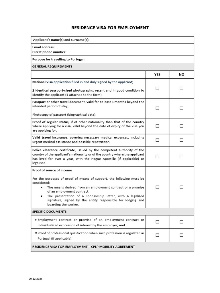 Vistos de Residência (JAN 2025) EN | PDF | Travel Visa | Passport
