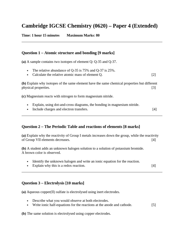 Cambridge IGCSE Chemistry | PDF | Chemical Reactions | Acid
