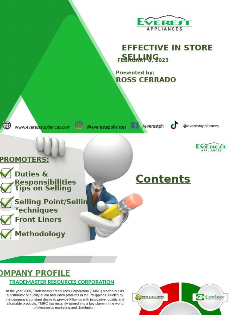 Effective in Store Selling | PDF | Nonverbal Communication | Sales