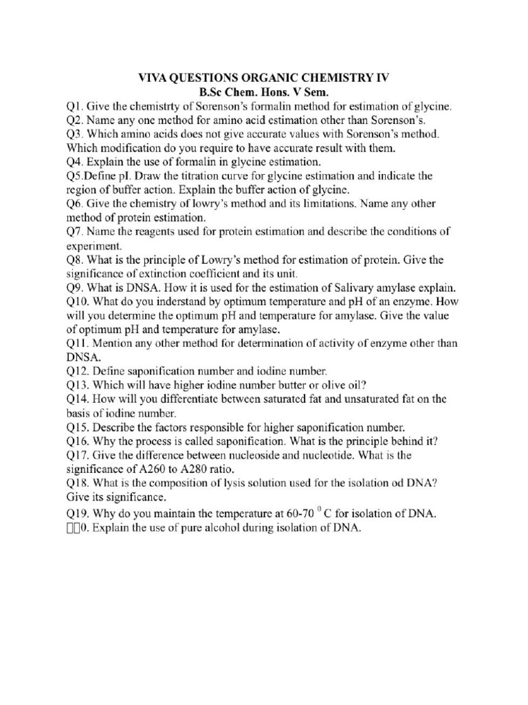 viva question bio molecule | PDF