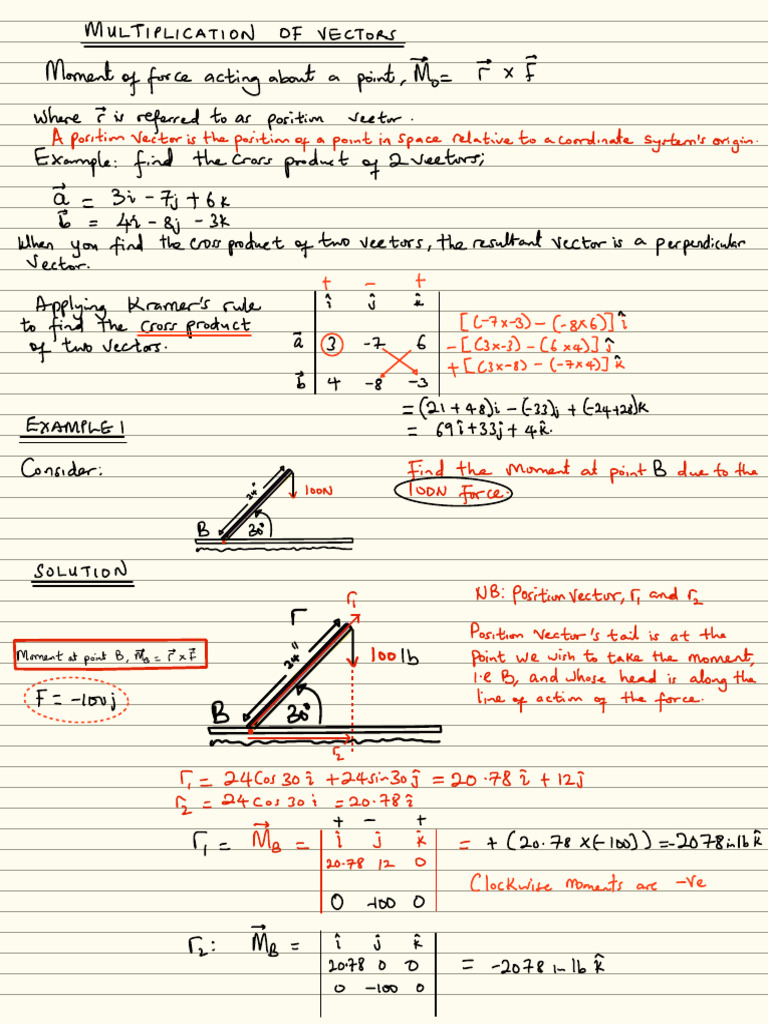 Multiplication of Vectors/ 2D Moments | PDF