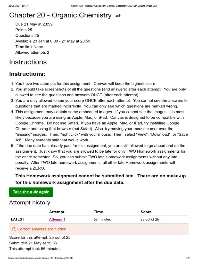 Attempt 1_Chapter 20 - Organic Chemistry_ General Chemistry_ 2024SP ...
