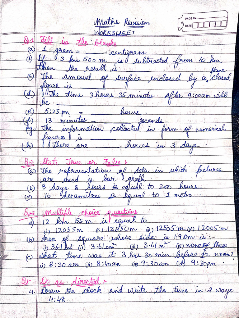 Maths Integrated Worksheet - 2 | PDF